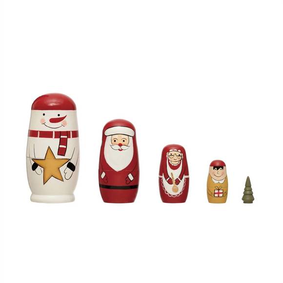 Creative Co-Op | Holiday | New Creative Coop Wood Holiday Nesting Dolls ...